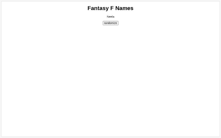 Fantasy F Names ― Perchance Generator