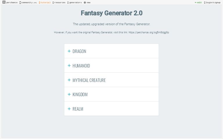 Fantasy Generator 2.0