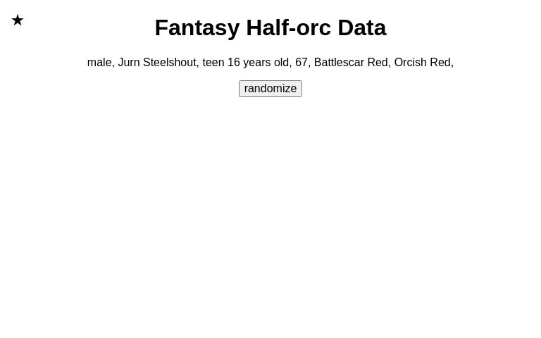 Fantasy Half-orc Data ― Perchance Generator