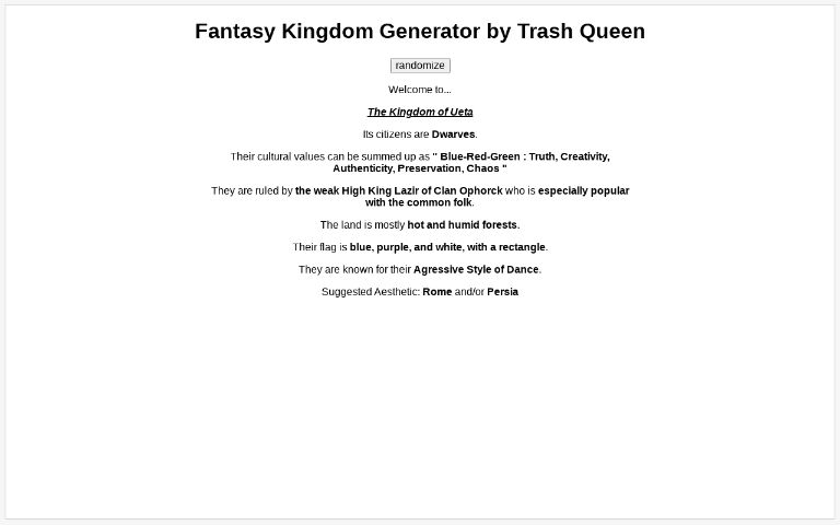Fantasy Kingdom Generator by Trash Queen