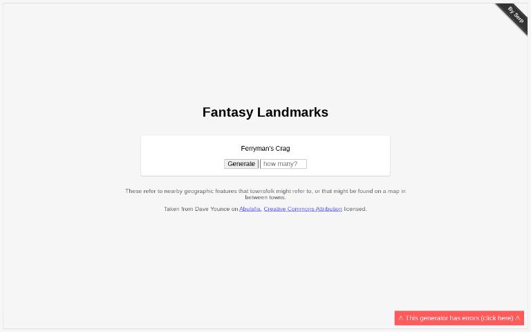 Fantasy Landmarks ― Perchance Generator