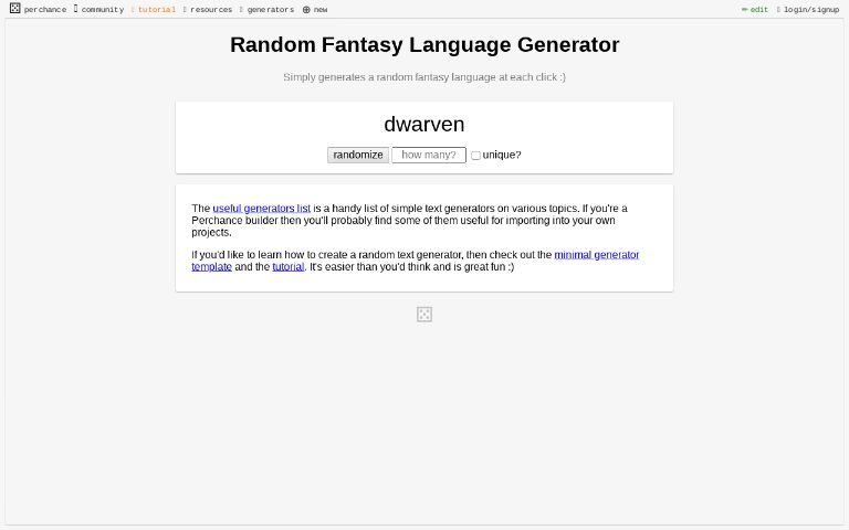 Random Fantasy Language Generator