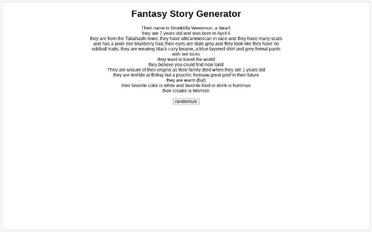 Fantasy Story Generator