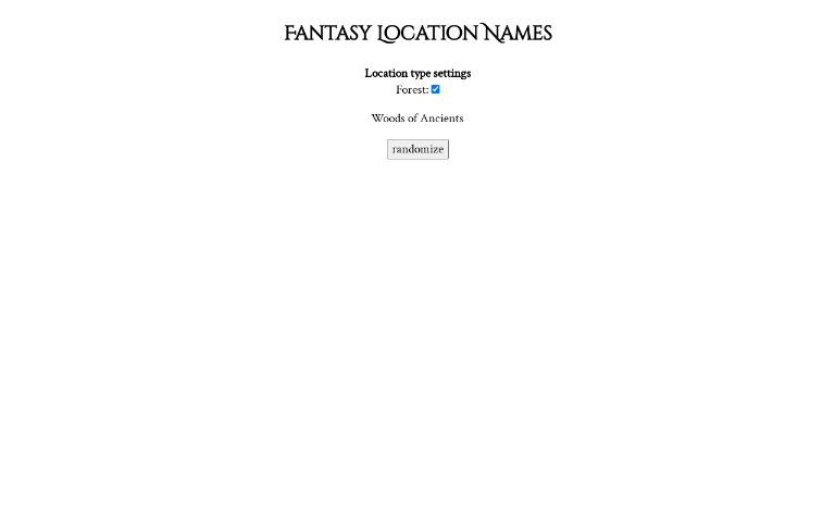 Fantasy Location Names ― Perchance Generator