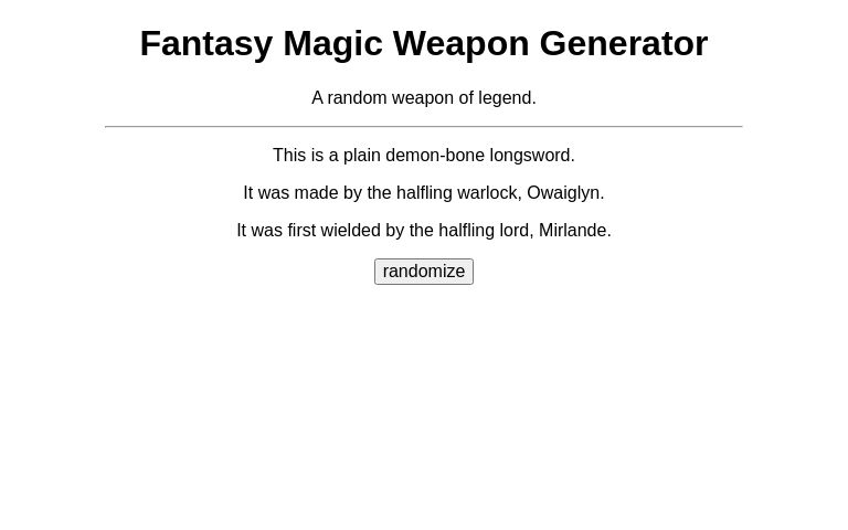Fantasy Magic Weapon Generator