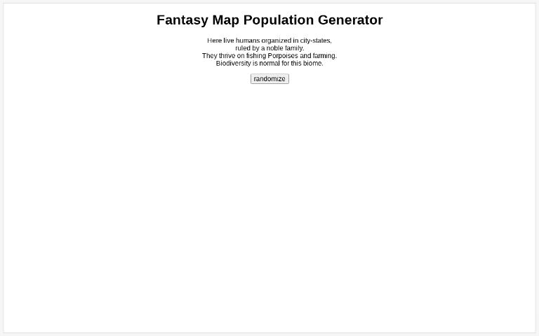 Fantasy Map Population Generator