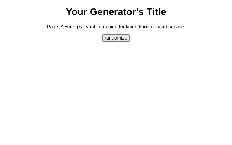 Fantasy Medieval Occupations ― Perchance Generator