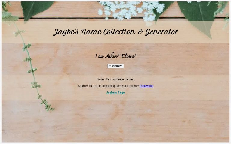 Jaybe's Name Collection & Generator