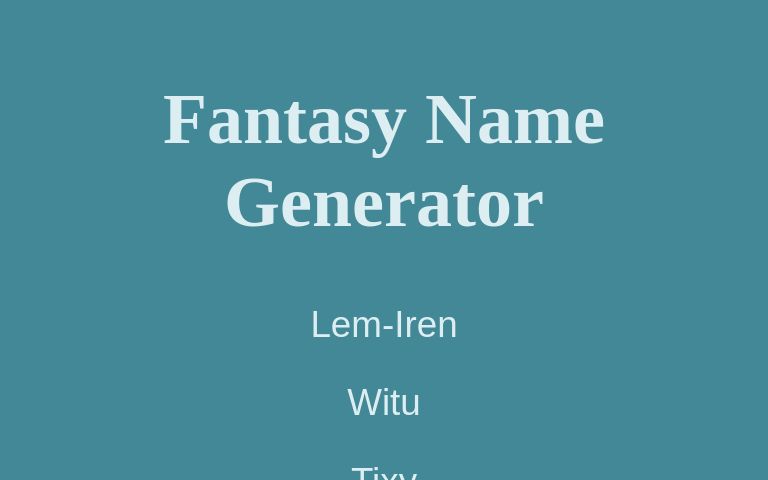 Fantasy Name Generator