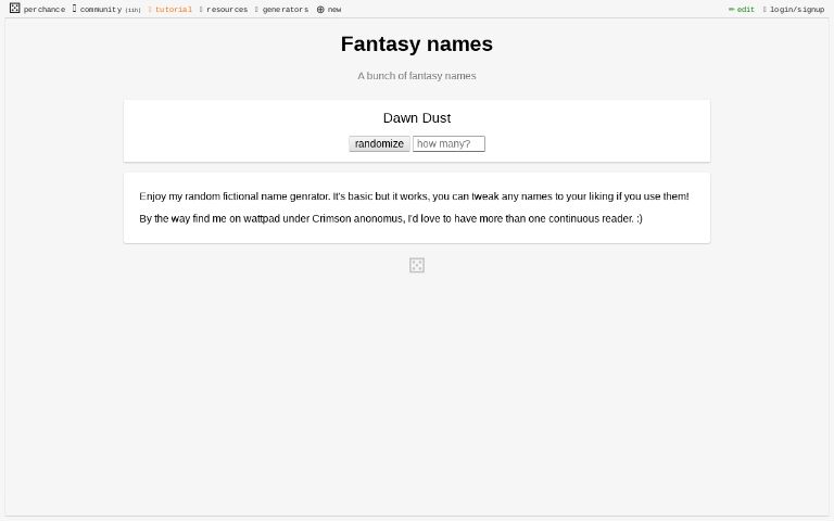 Fantasy names ― Perchance Generator