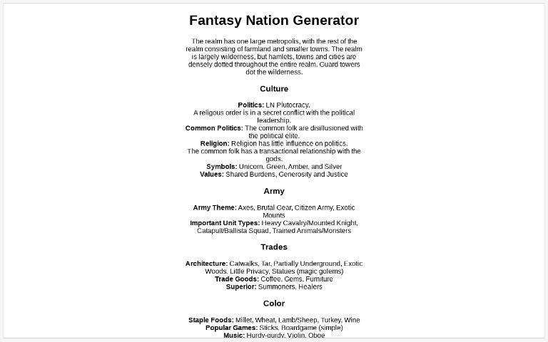 Fantasy Nation Generator