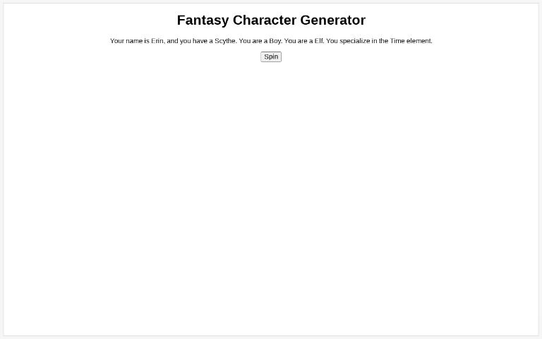 Fantasy Character Generator