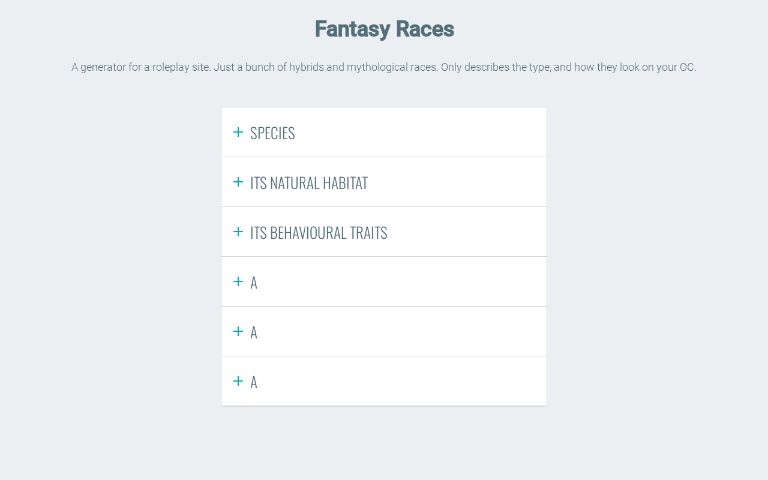Fantasy Races ― Perchance Generator