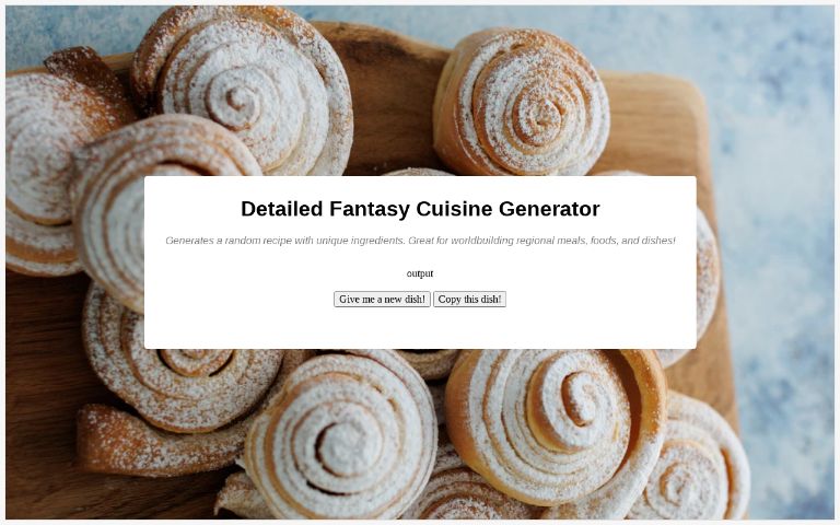 Detailed Fantasy Cuisine Generator