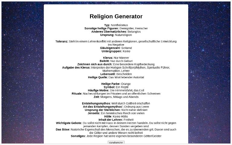 Religion Generator