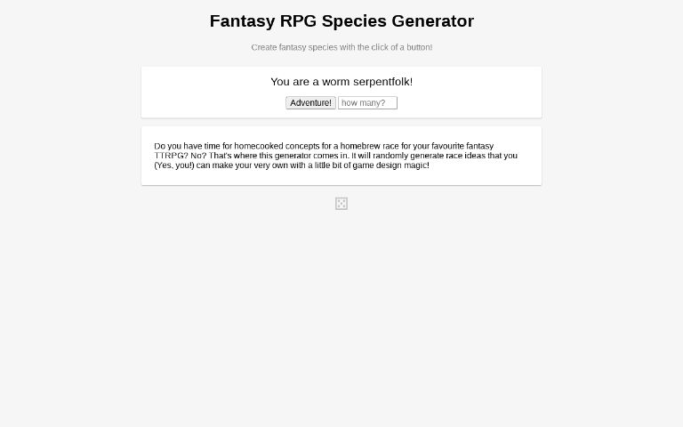 Fantasy RPG Species Generator