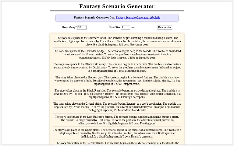 Fantasy Scenario Generator