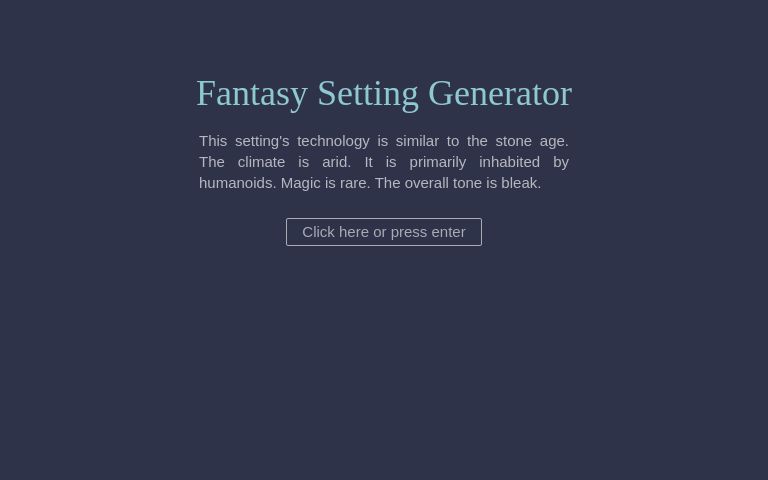 Fantasy Setting Generator