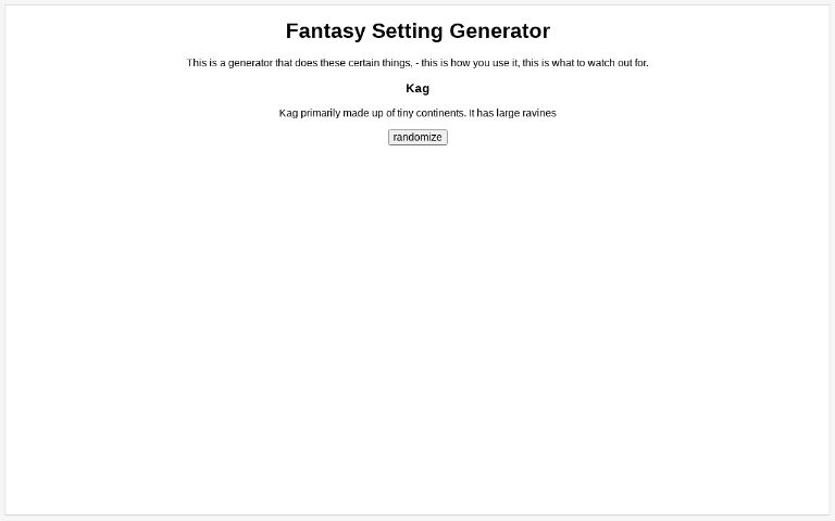 Fantasy Setting Generator