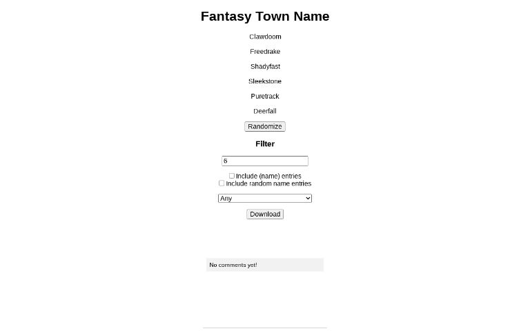 Fantasy Town Name ― Perchance Generator