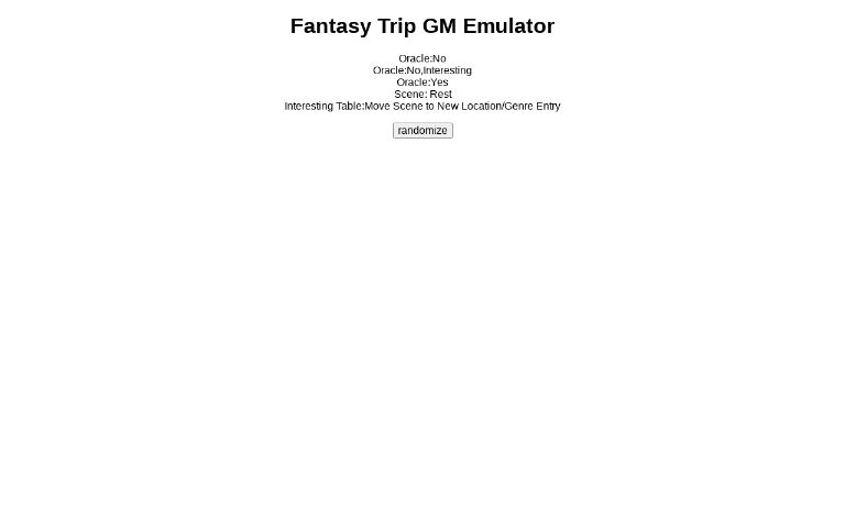 Fantasy Trip GM Emulator ― Perchance Generator