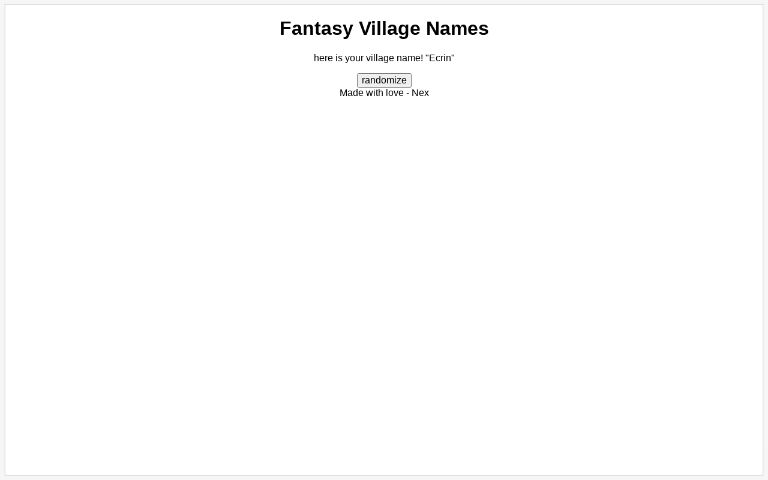 Fantasy Village Names ― Perchance Generator