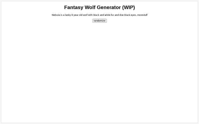 Fantasy Wolf Generator (WIP)