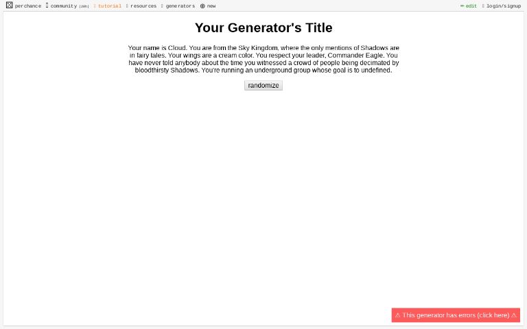 Fantasy World ― Perchance Generator
