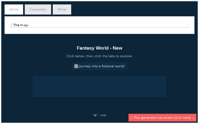Fantasy World - New ― Perchance Generator