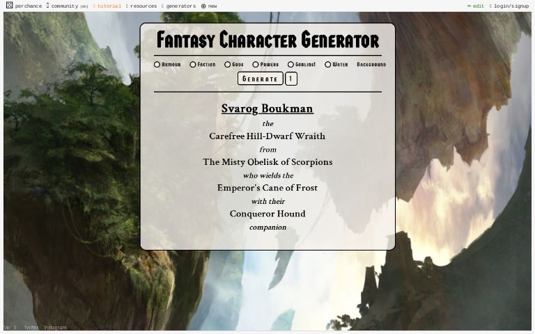 Fantasy Character Generator