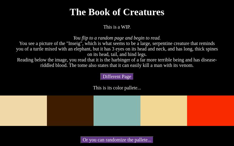 The Book of Creatures ― Perchance Generator