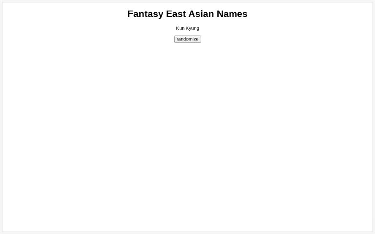 Fantasy East Asian Names ― Perchance Generator