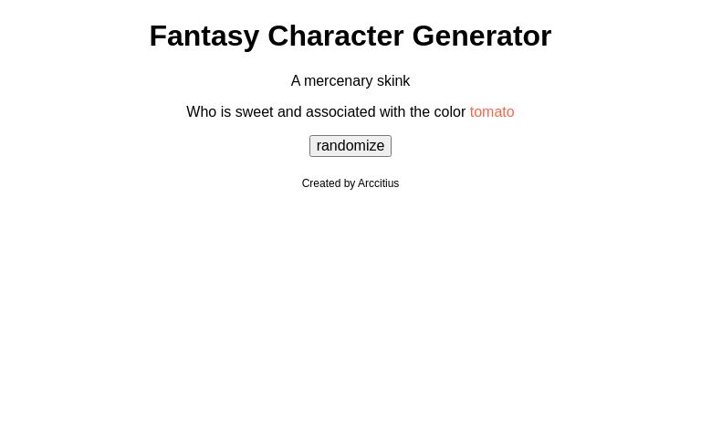 Fantasy Character Generator