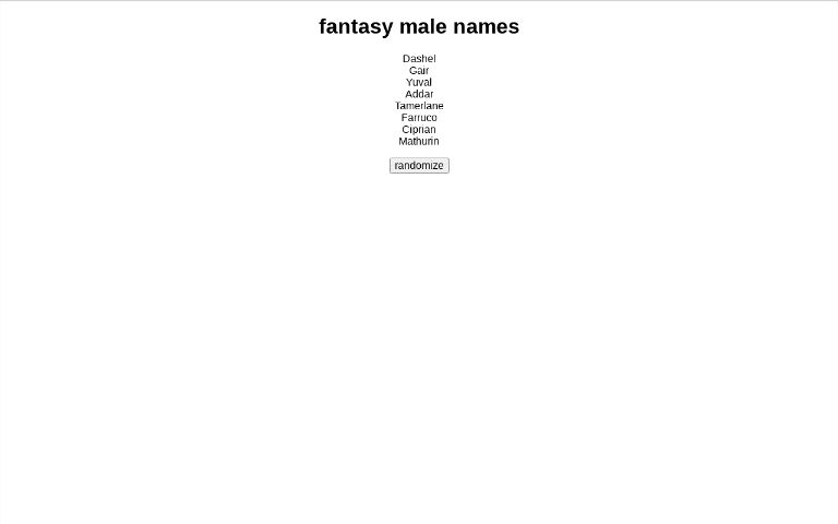 fantasy male names ― Perchance Generator