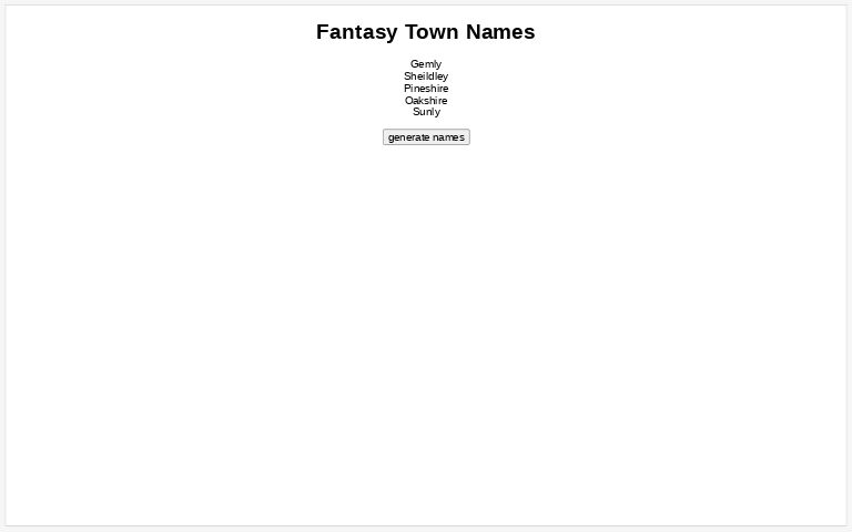 Fantasy Town Names ― Perchance Generator
