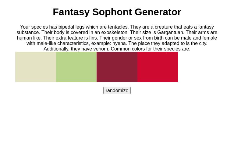 Fantasy Sophont Generator