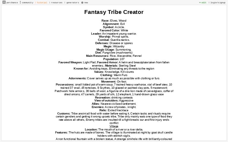 Fantasy Tribe Creator ― Perchance Generator