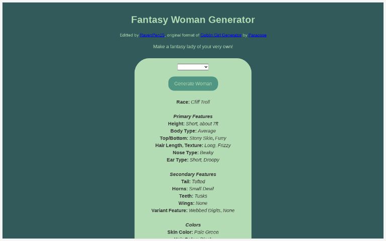 Fantasy Woman Generator