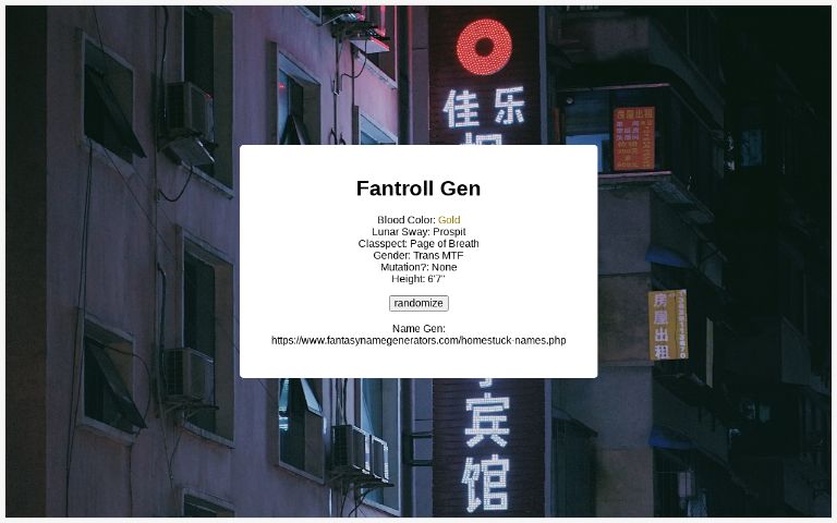 Fantroll Gen ― Perchance Generator