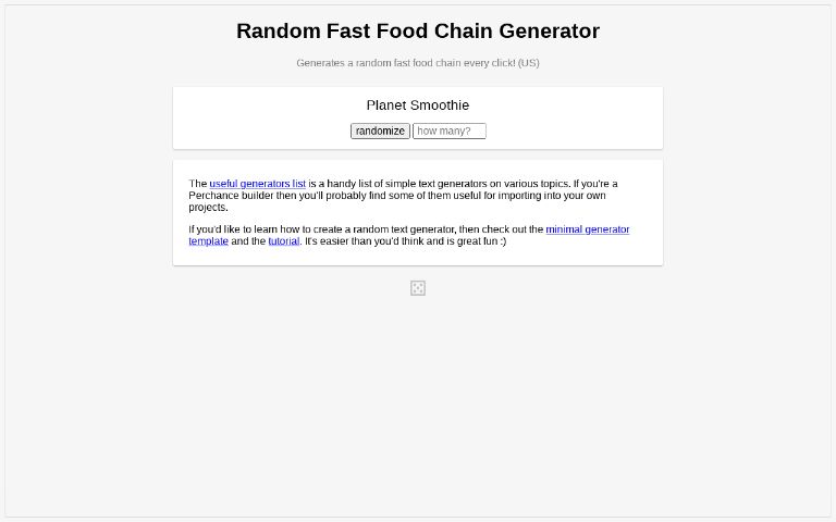Random Fast Food Chain Generator