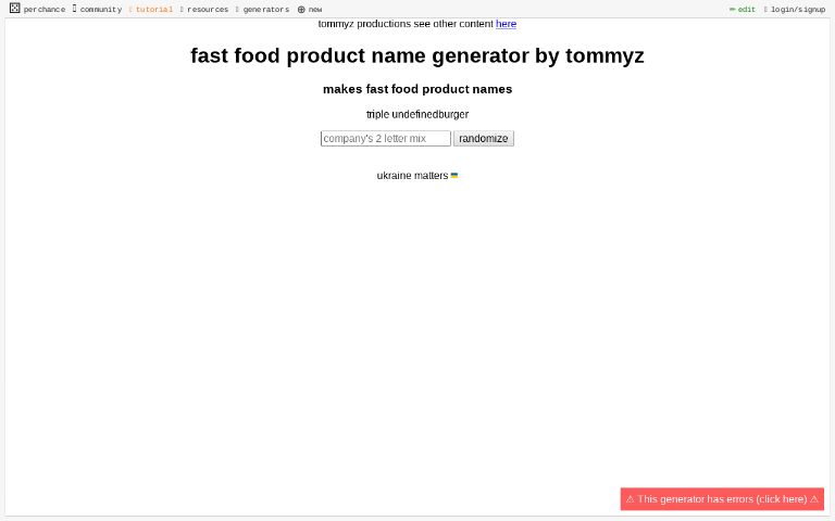 fast food product name generator by tommyz