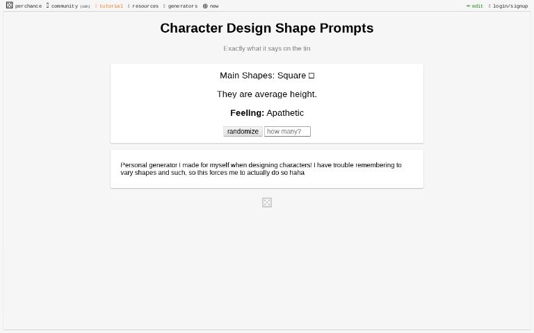 Character Design Shape Prompts ― Perchance Generator