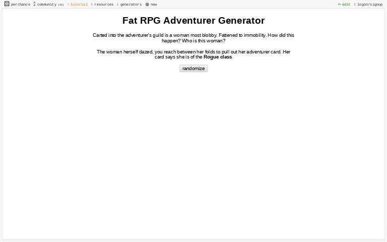 Fat RPG Adventurer Generator