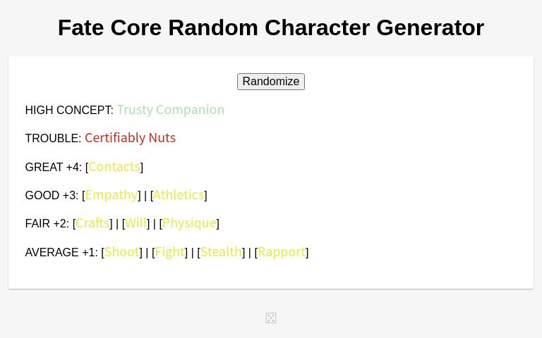 Fate Core Random Character Generator