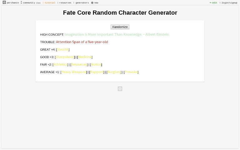 Fate Core Random Character Generator