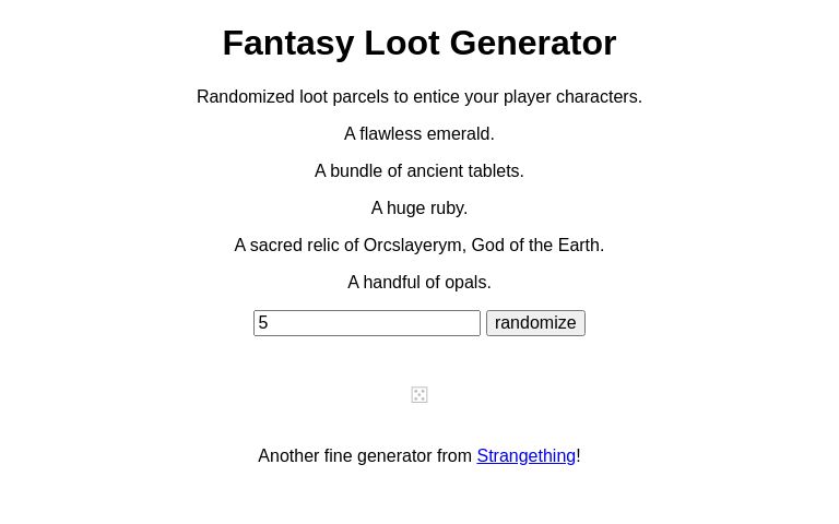 Fantasy Loot Generator