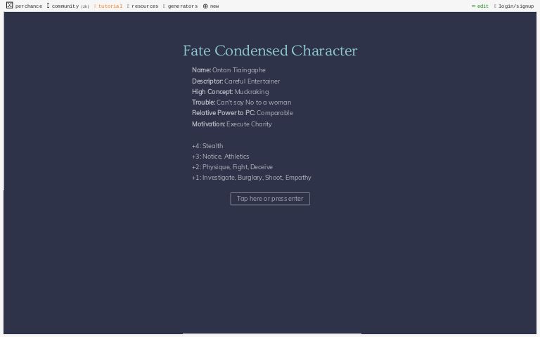 Fate Condensed Character ― Perchance Generator