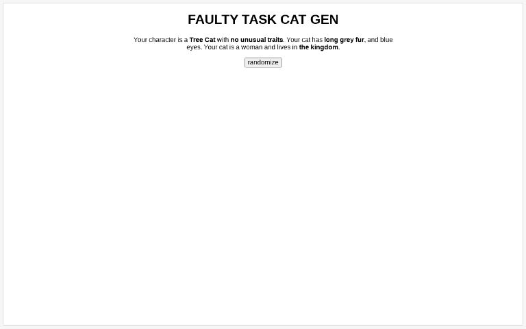 FAULTY TASK CAT GEN