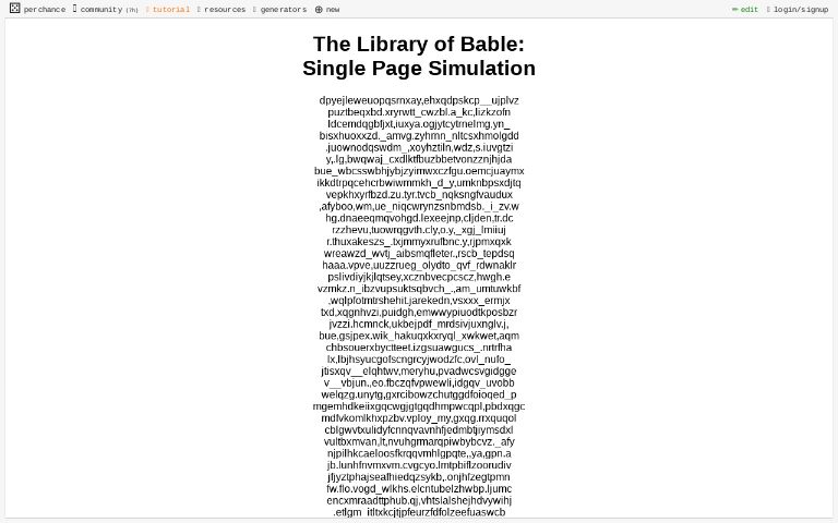 The Library of Bable: Single Page Simulation ― Perchance Generator