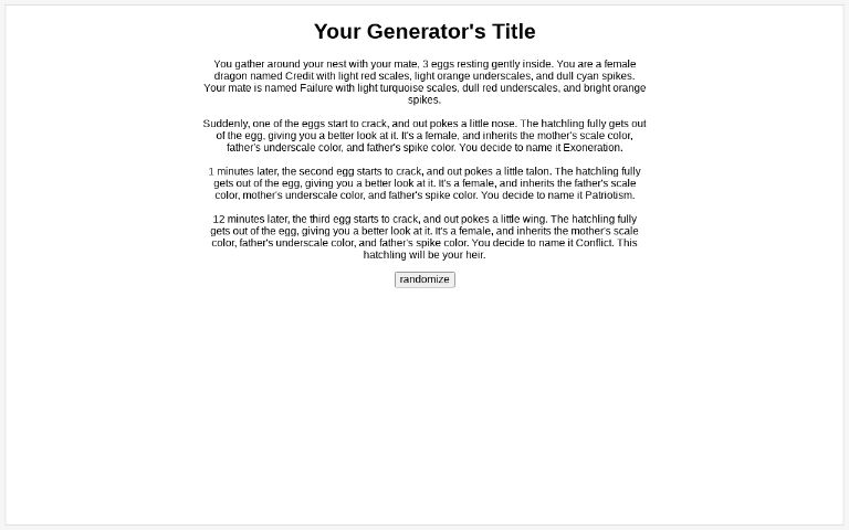 Dragon Hatching ― Perchance Generator